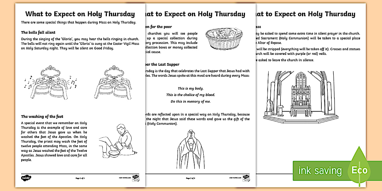 What to Expect on Holy Thursday Guide (teacher made)