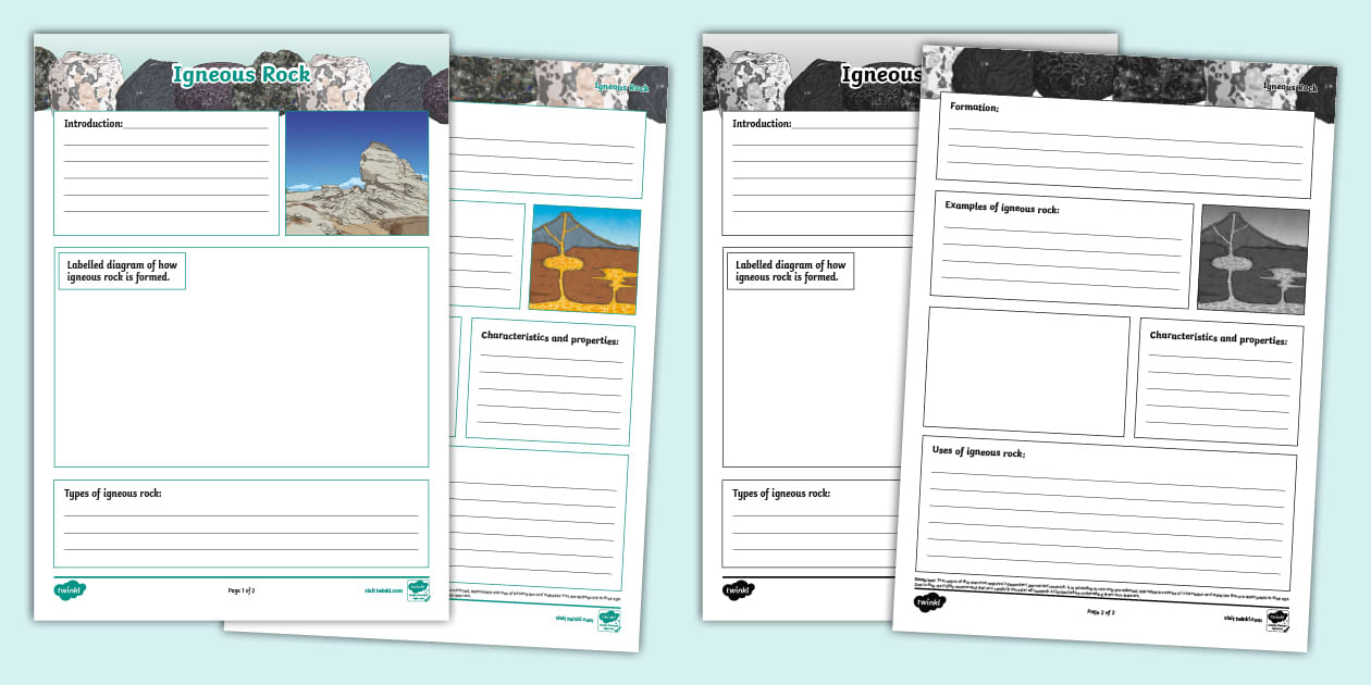 Igneous Rock Non-Chronological Report Template - Twinkl