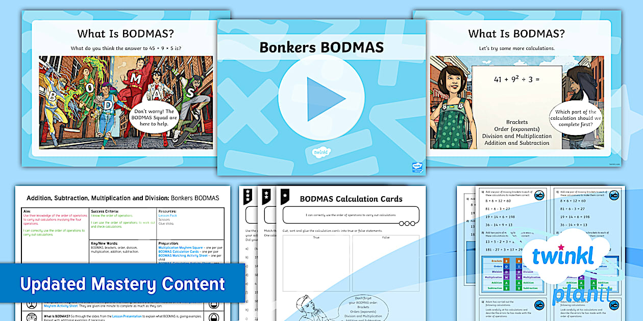 Use BODMAS / BIDMAS to Calculate Maths Lesson Pack - Twinkl