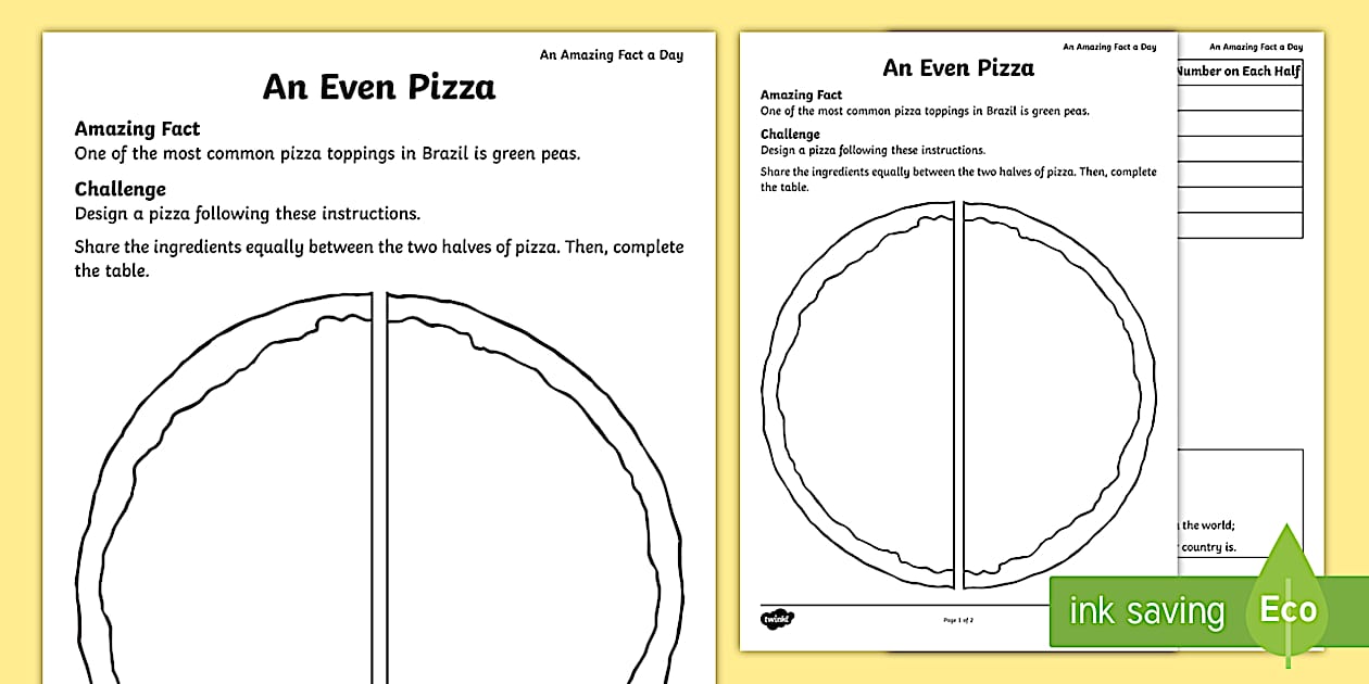 Editable An Even Pizza Worksheet (teacher made) - Twinkl