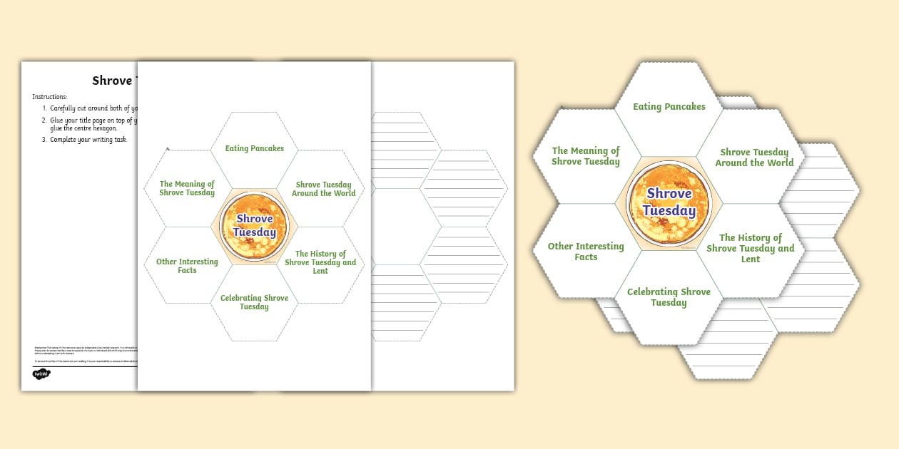 * NEW * Shrove Tuesday Hexagon Writing Template - Twinkl
