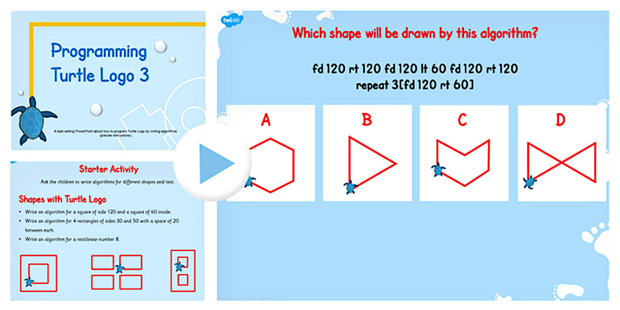 Programming Turtle Logo Writing Algorithms PowerPoint Lesson 3
