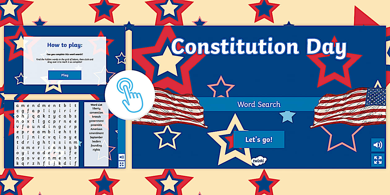 Constitution Day Interactive Word Search (teacher made)