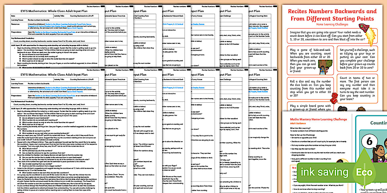 Recites Numbers From Different Starting Points Planning Pack