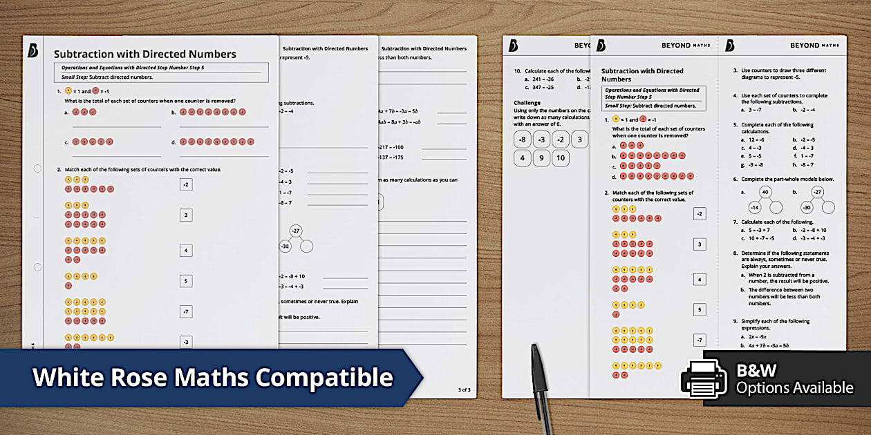 👉 Subtraction with Directed Numbers (teacher made)
