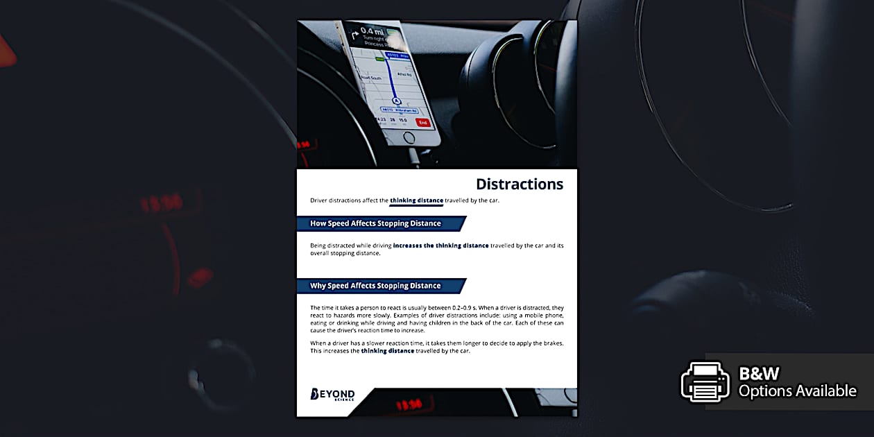 Stopping Distance - Distractions Information Poster - Twinkl