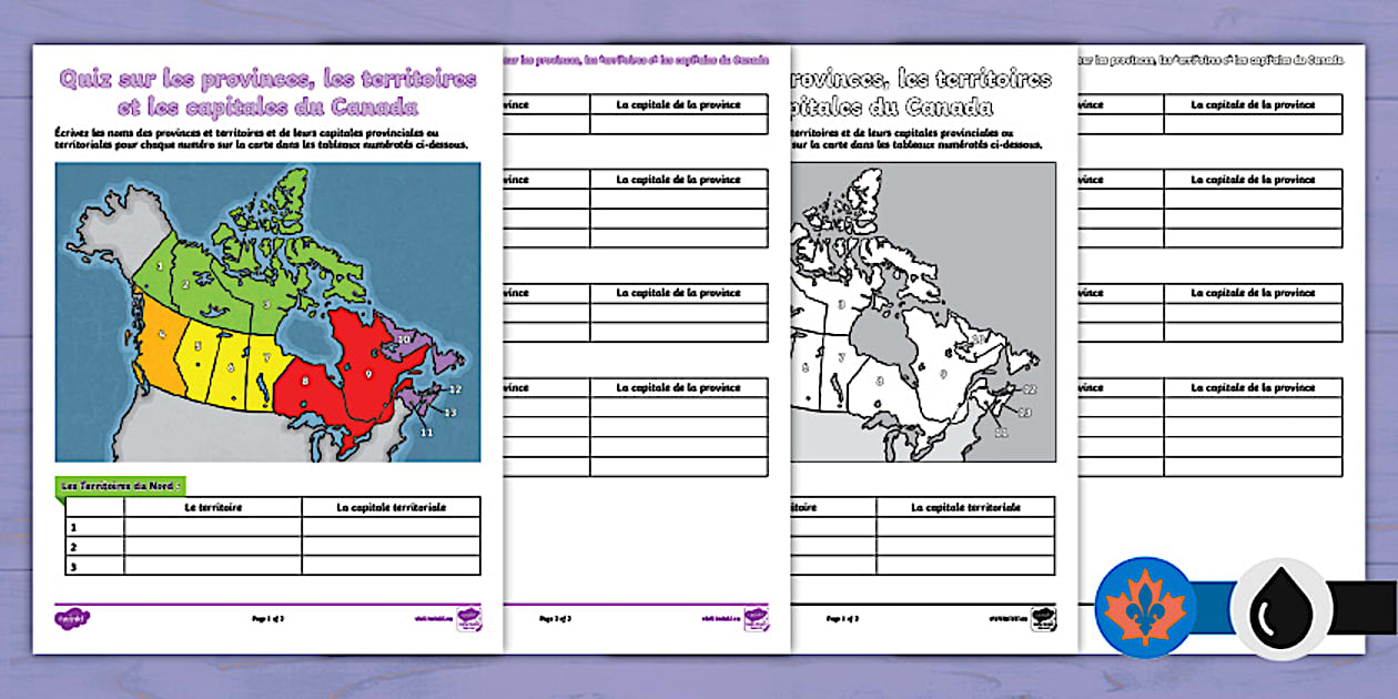 Carte du Canada province – Quiz en français | Twinkl