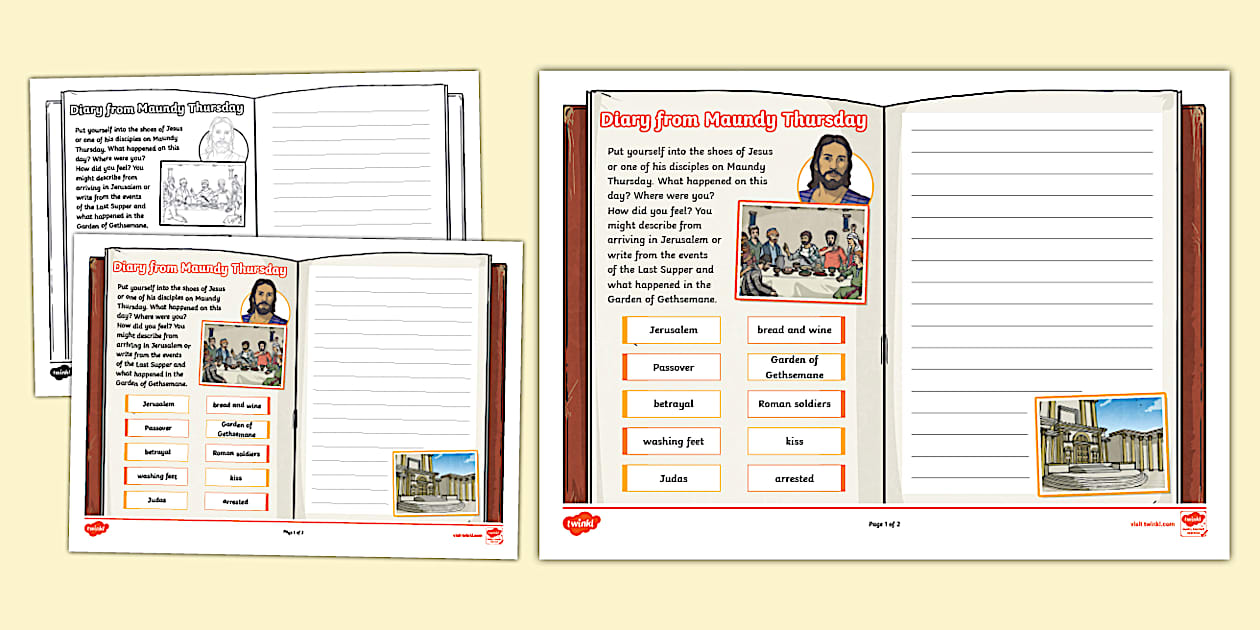 Diary from Maundy Thursday Writing Frame (teacher made)