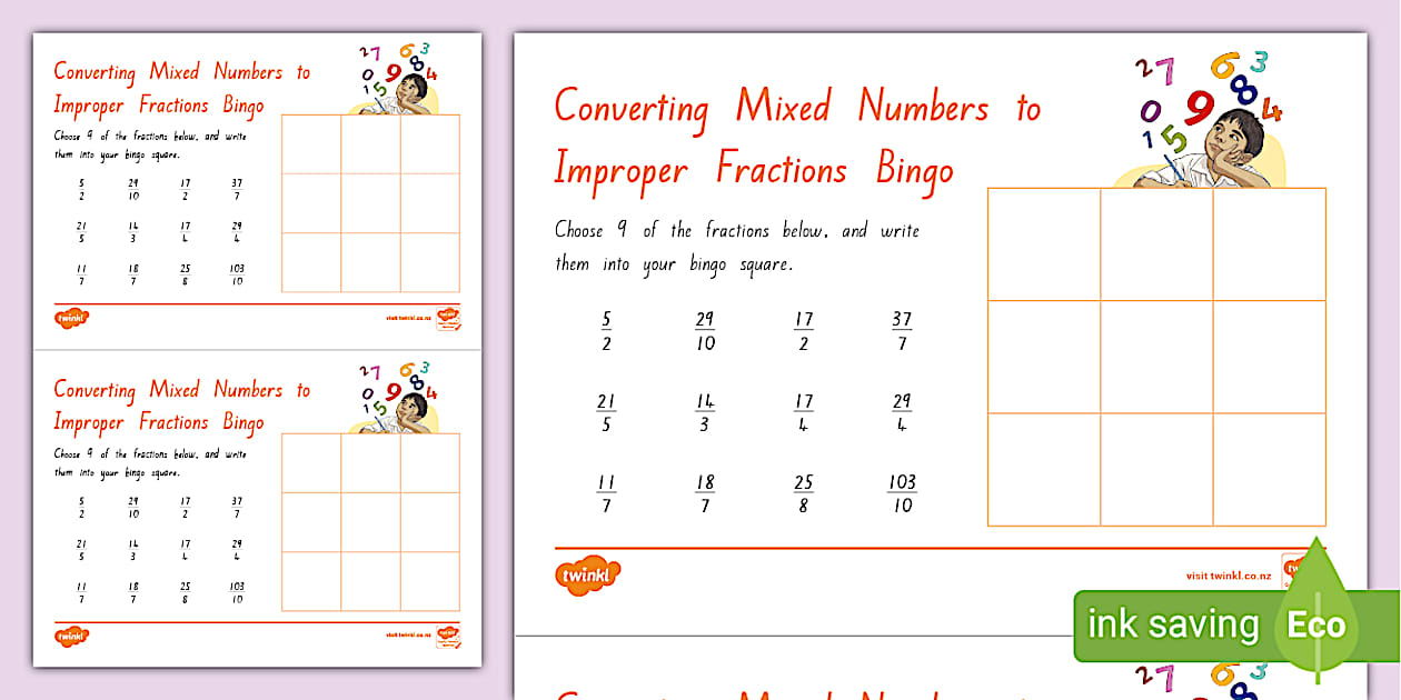 Mixed Number Bingo (teacher made) - Twinkl