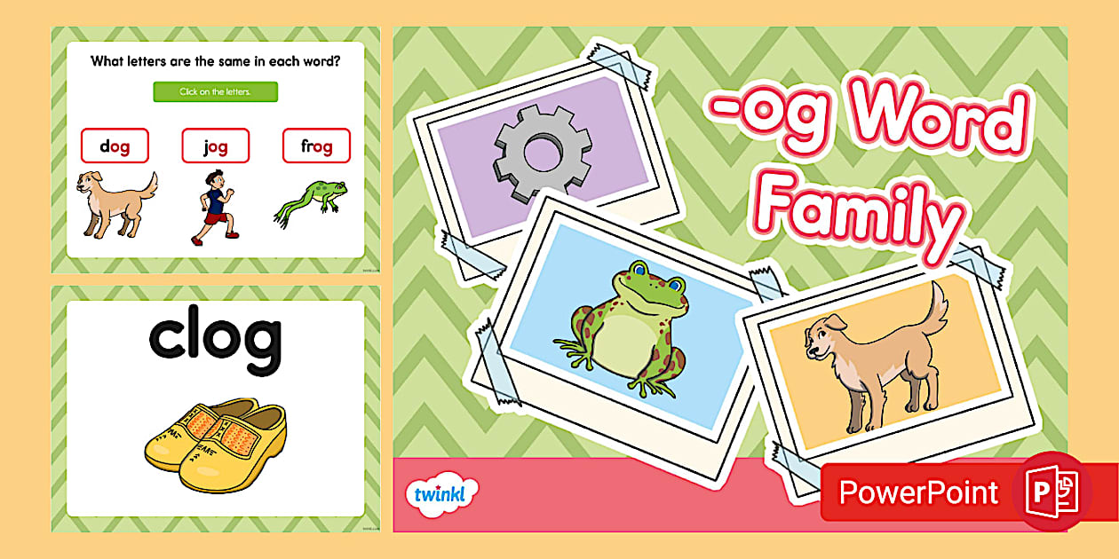 Word Families: -og Words PowerPoint for K-1st Grade - Twinkl