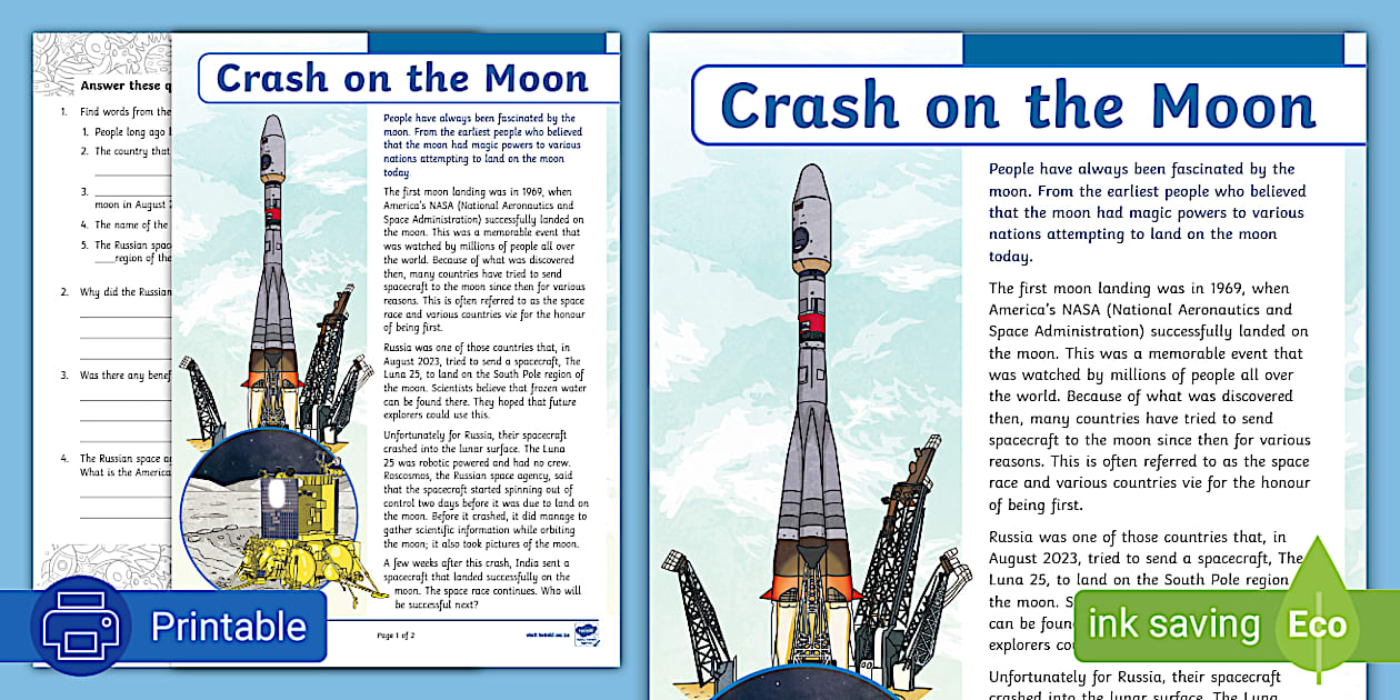Crash on the Moon - Activity Sheet
