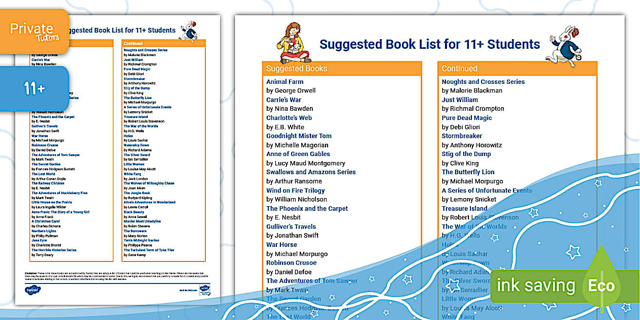 11+ Suggested Book List