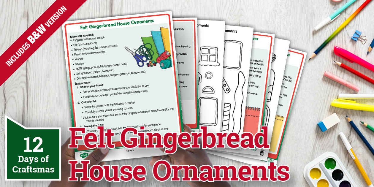 Felt Gingerbread House Ornaments Activity | Twinkl Christmas