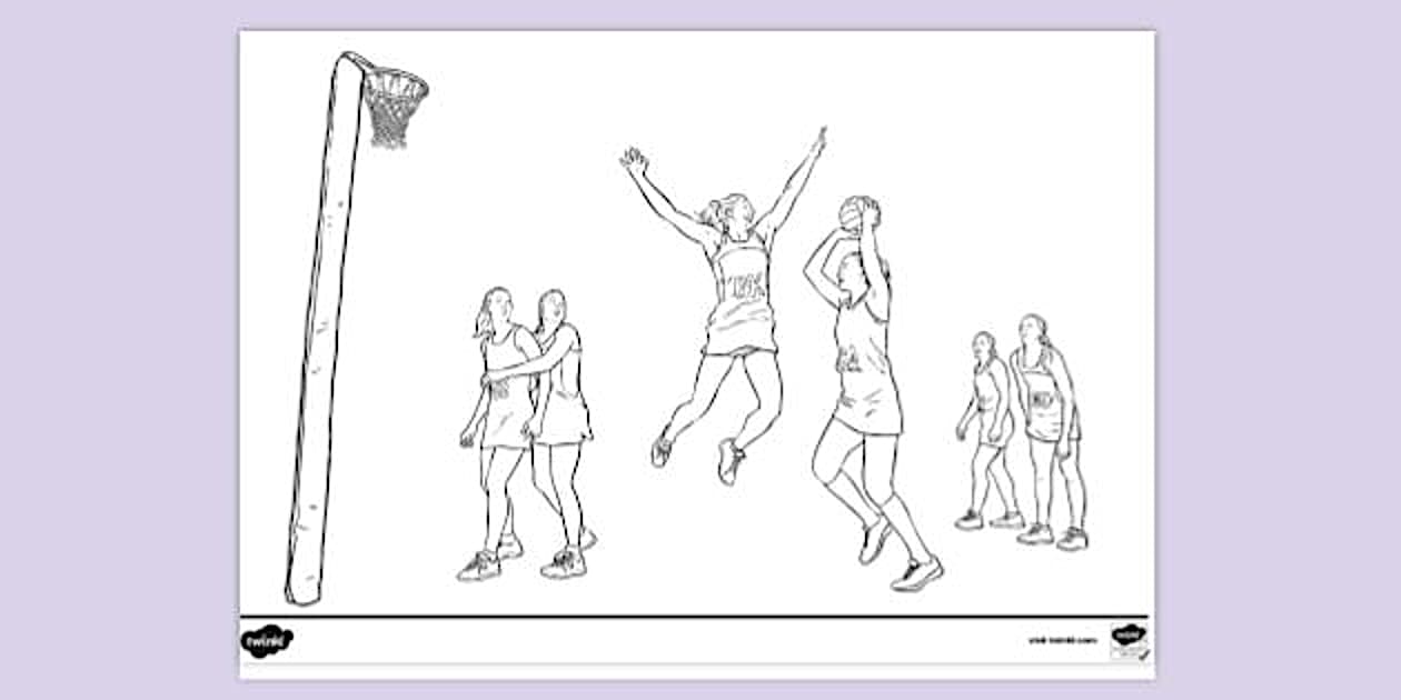 Jumping Netball Player Colouring Sheet
