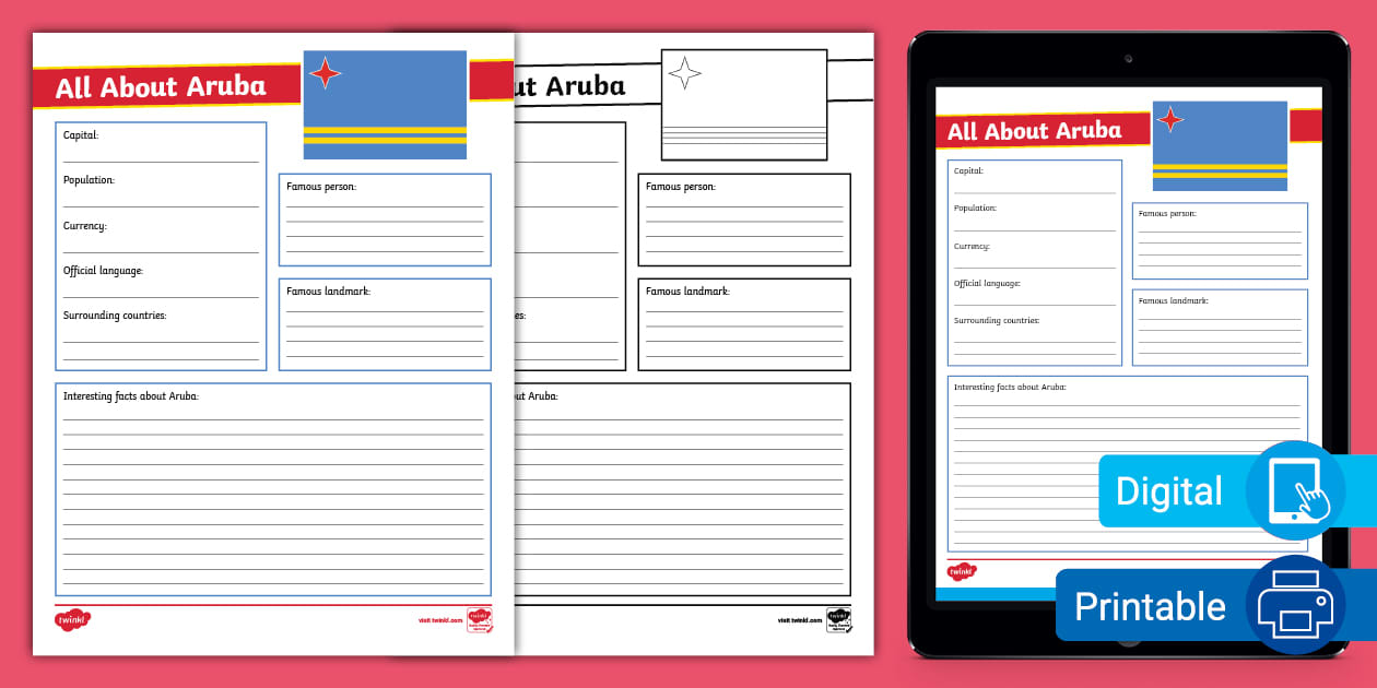 All About Aruba Research Worksheet for 3rd-5th Grade