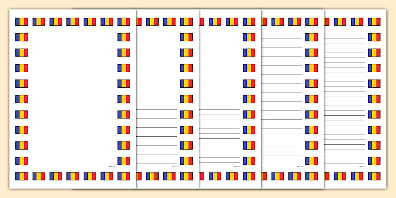 Romanian Flag Page Border Pack - (teacher made) - Twinkl