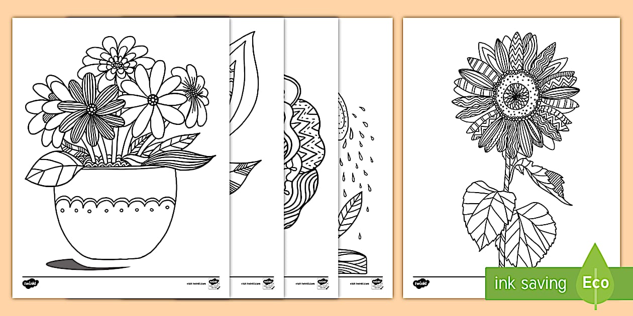 Printable Mindfulness Plant Colouring Sheets - Twinkl