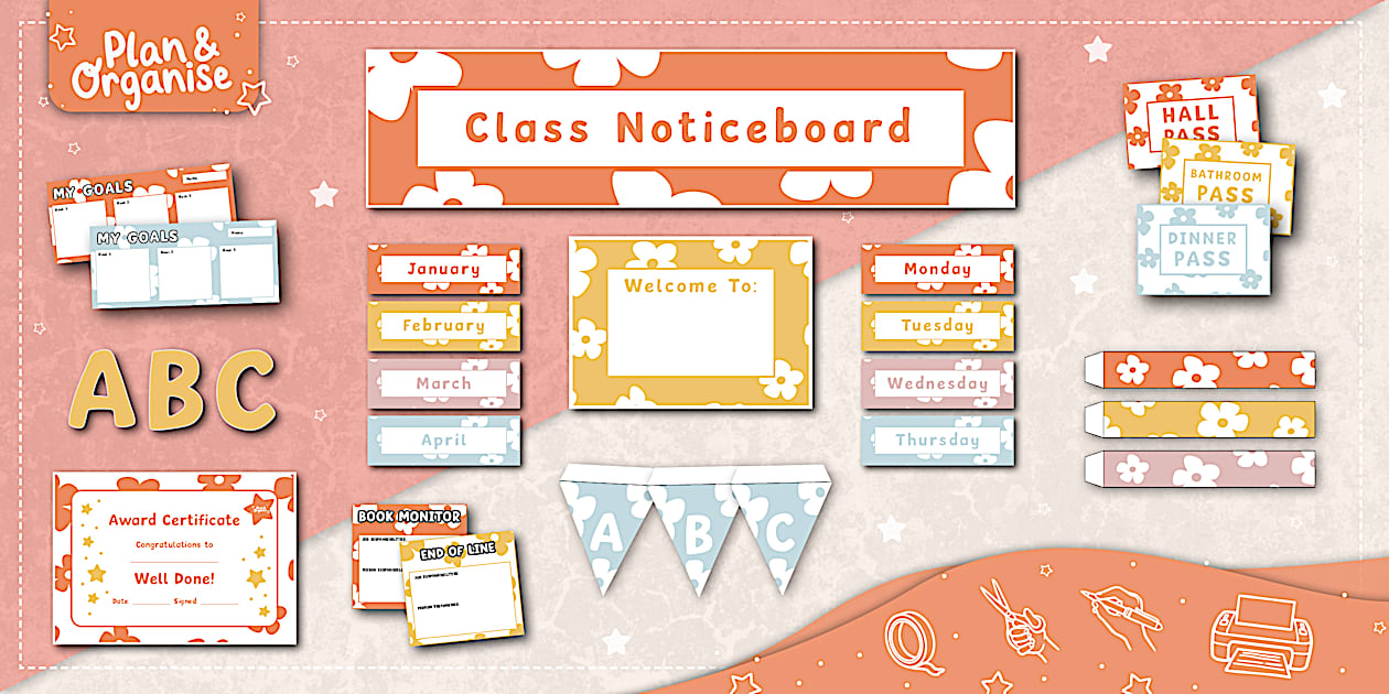 Classroom Display Pack | Retro Floral - Twinkl