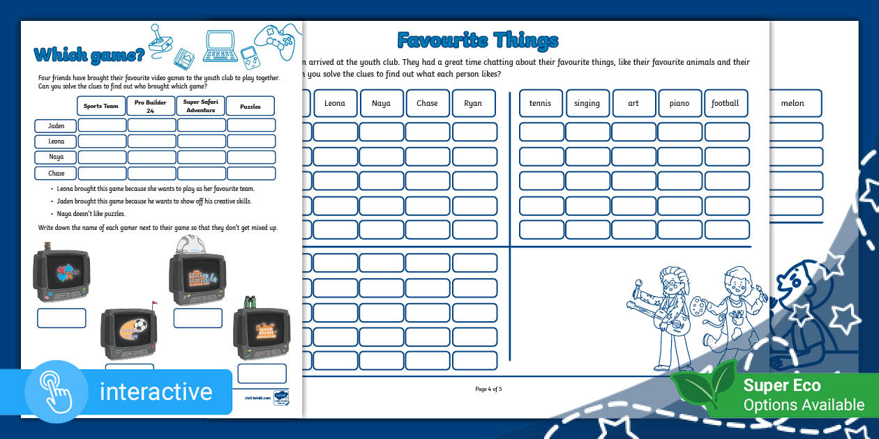 Interactive Logic Puzzles (Ages 7 - 11) - Twinkl