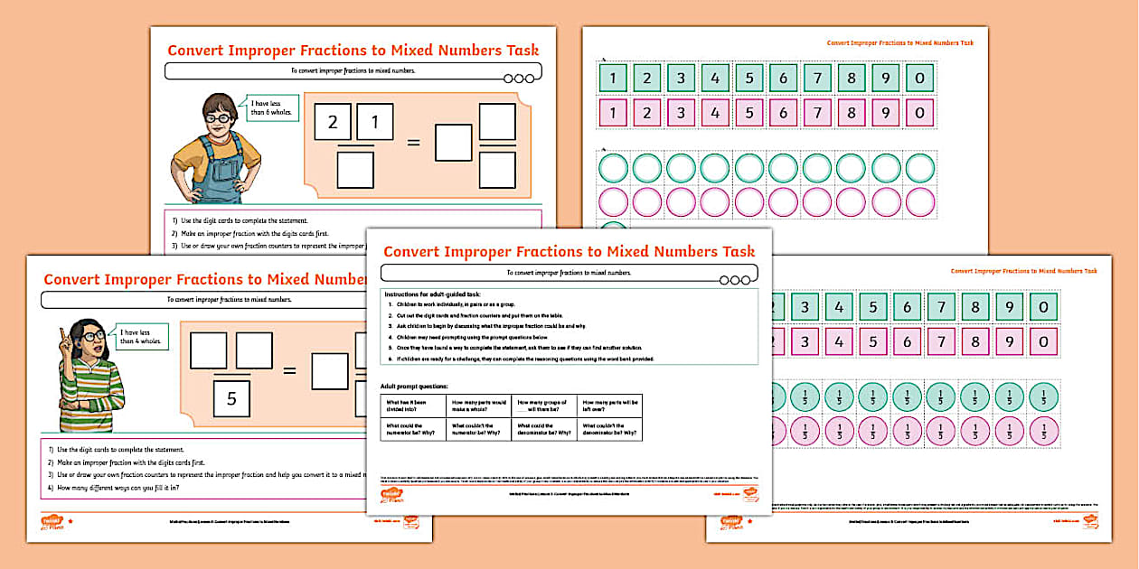 👉 Convert Improper Fractions to Mixed Numbers Differentiated Maths ...