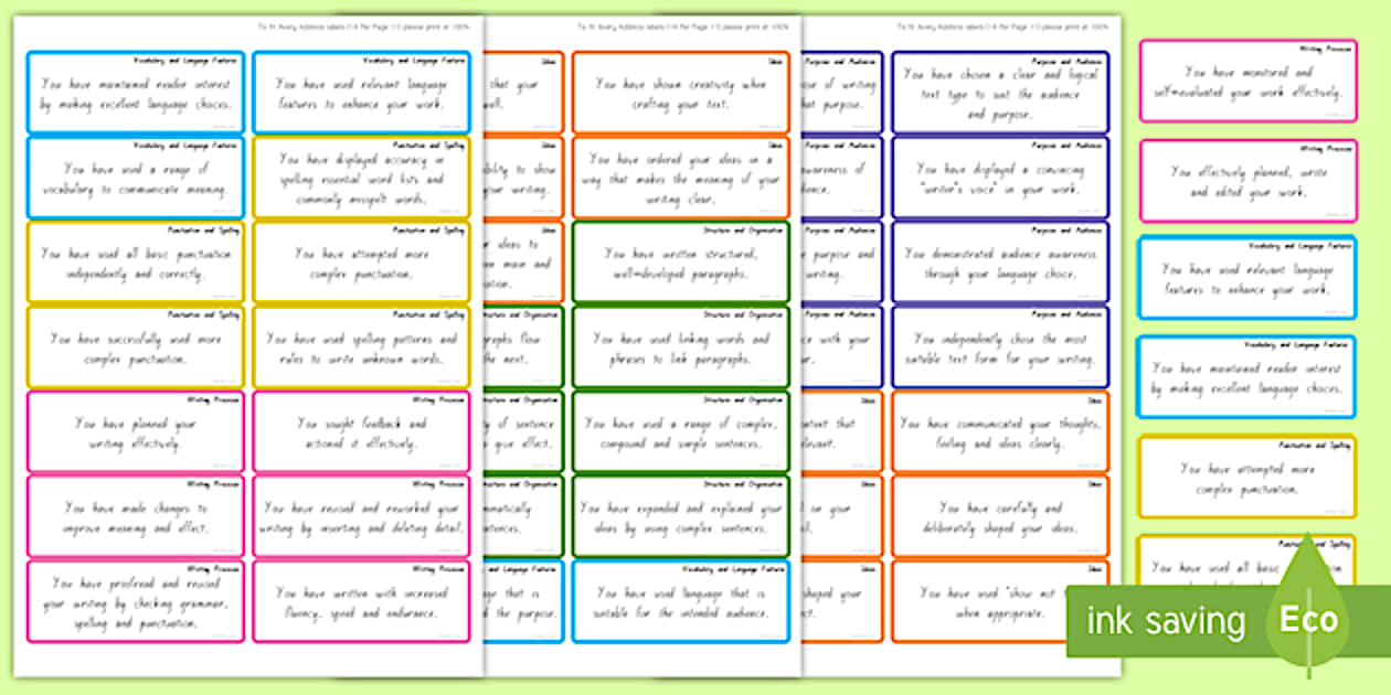 New Zealand Literacy Years 7-8: Marking Feedback Stickers - Level 4 Writing