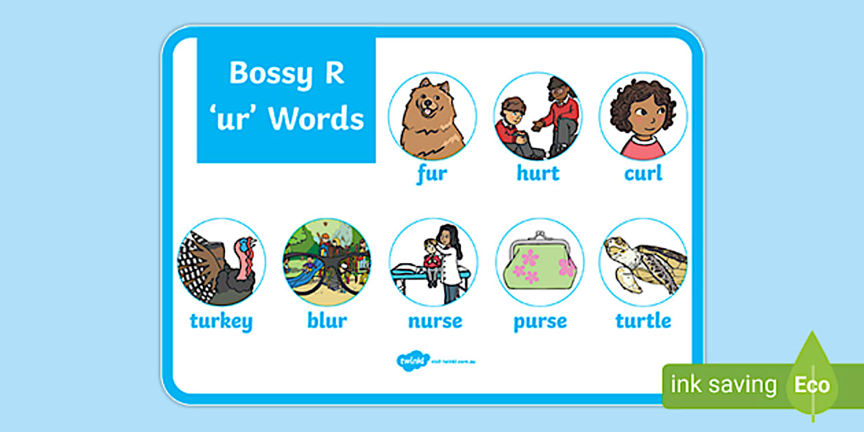 Bossy R - 'ur' Words Display Poster - Twinkl