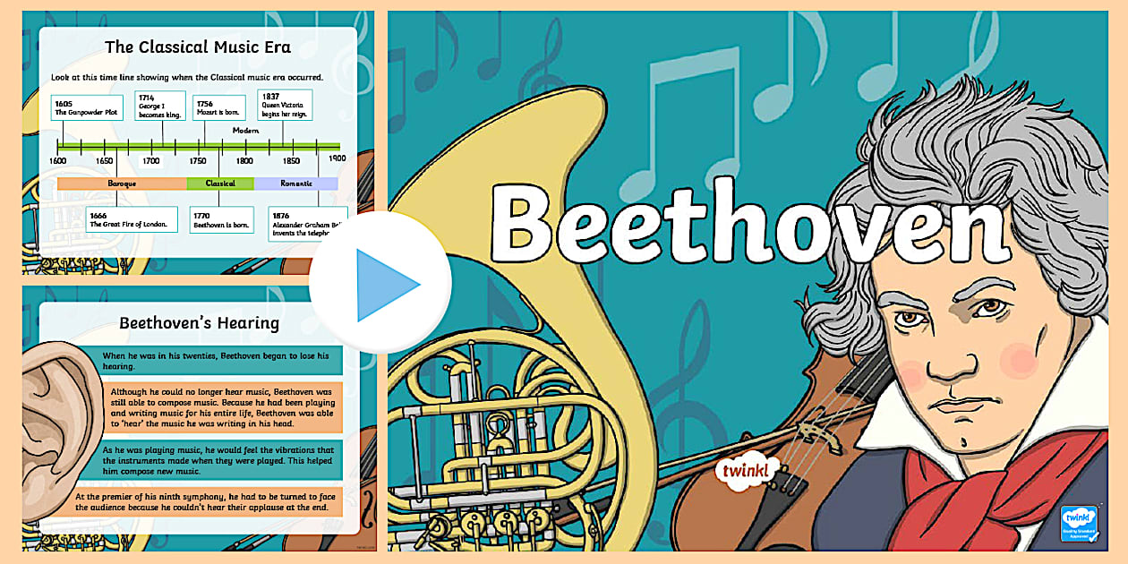 KS2 Beethoven Information PowerPoint (teacher made) - Twinkl