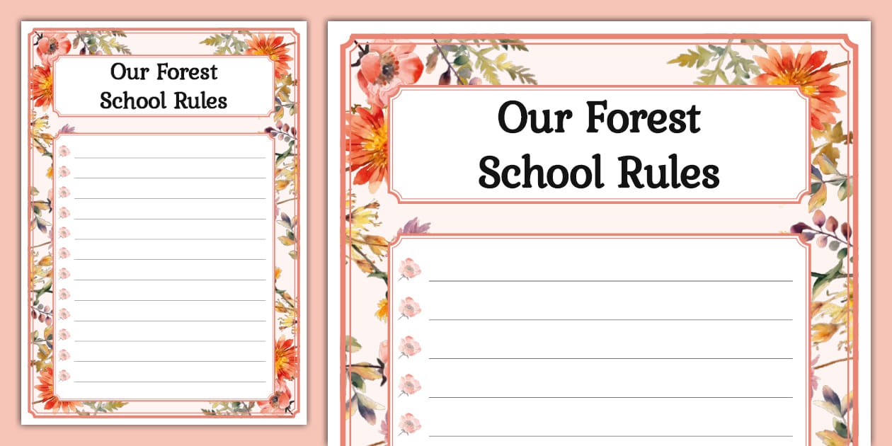 Wildflower Themed Our Forest School Rules Display Poster