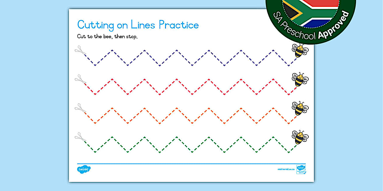 Preschool- Cutting on Lines - Horizontal Zigzag - Twinkl