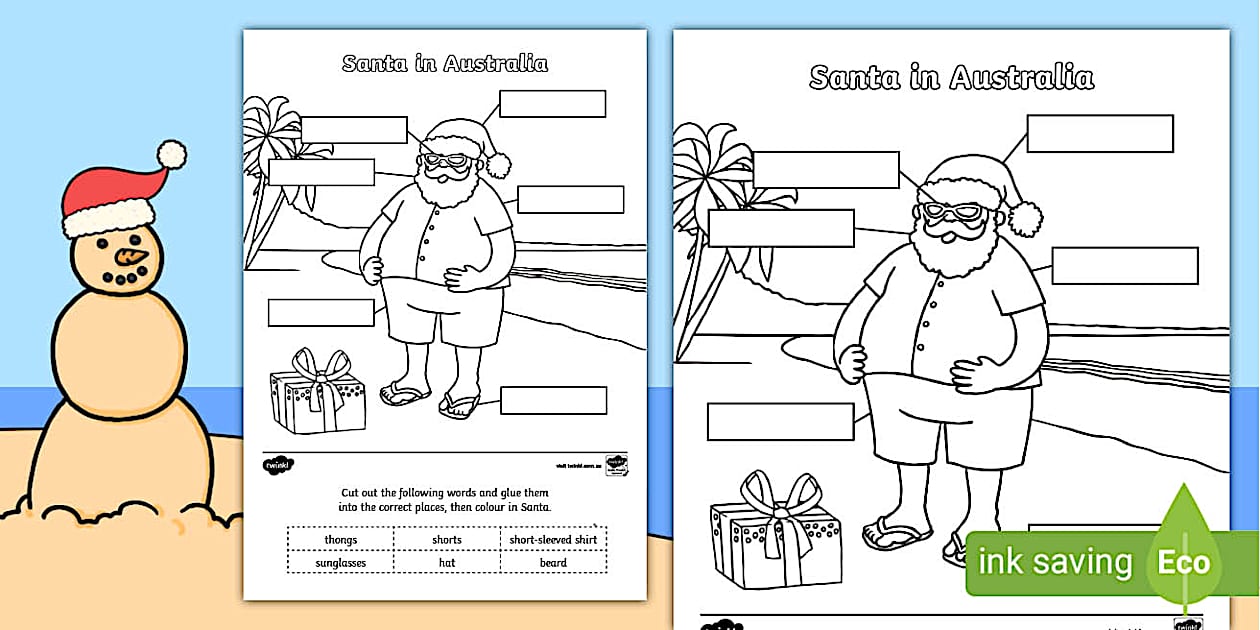 Santa in Australia Labelling Activity (Teacher-Made)