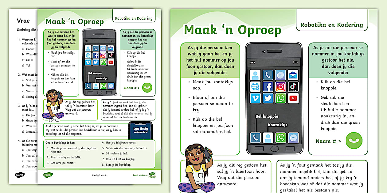 Graad 2: Robotika en Kodering – Hoe om 'n oproep te maak