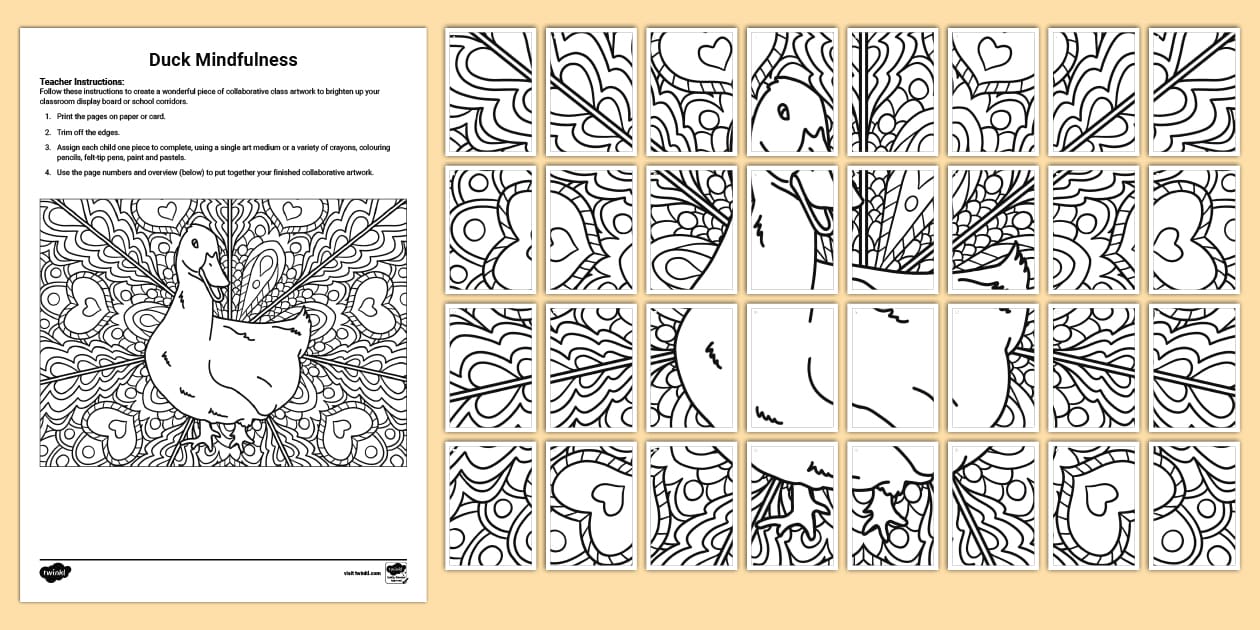 Collaborative Duck Mindfulness Colouring Activity - Twinkl