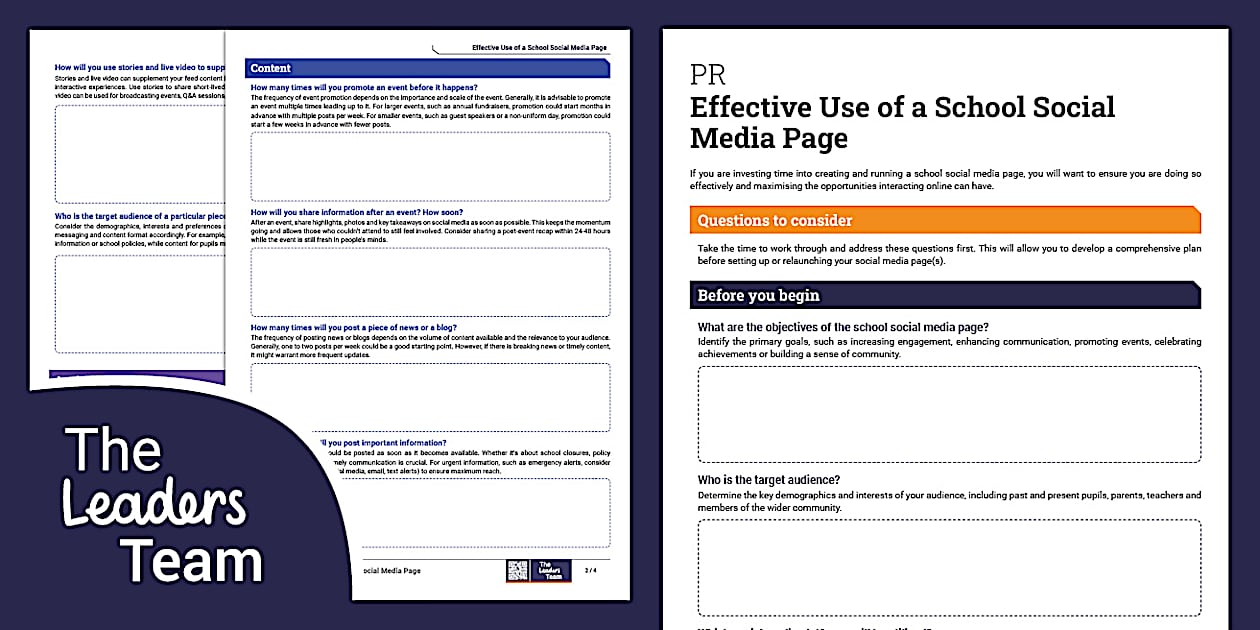 Effective Use of a School Social Media Page - SLT - Twinkl