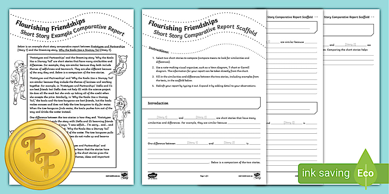 Short Story Comparative Example Report and Scaffold - Twinkl