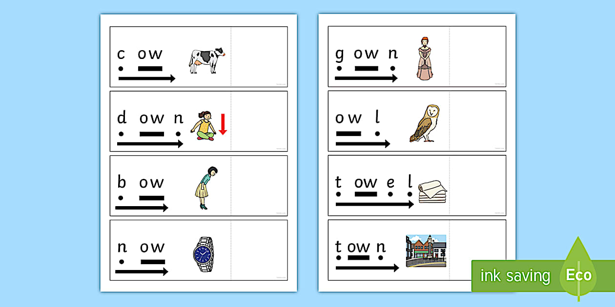 Phase 3 'ow' Read and Reveal Activity (teacher made)