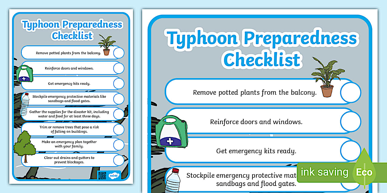 Typhoon Preparedness Checklist｜防颱檢查表 - Twinkl