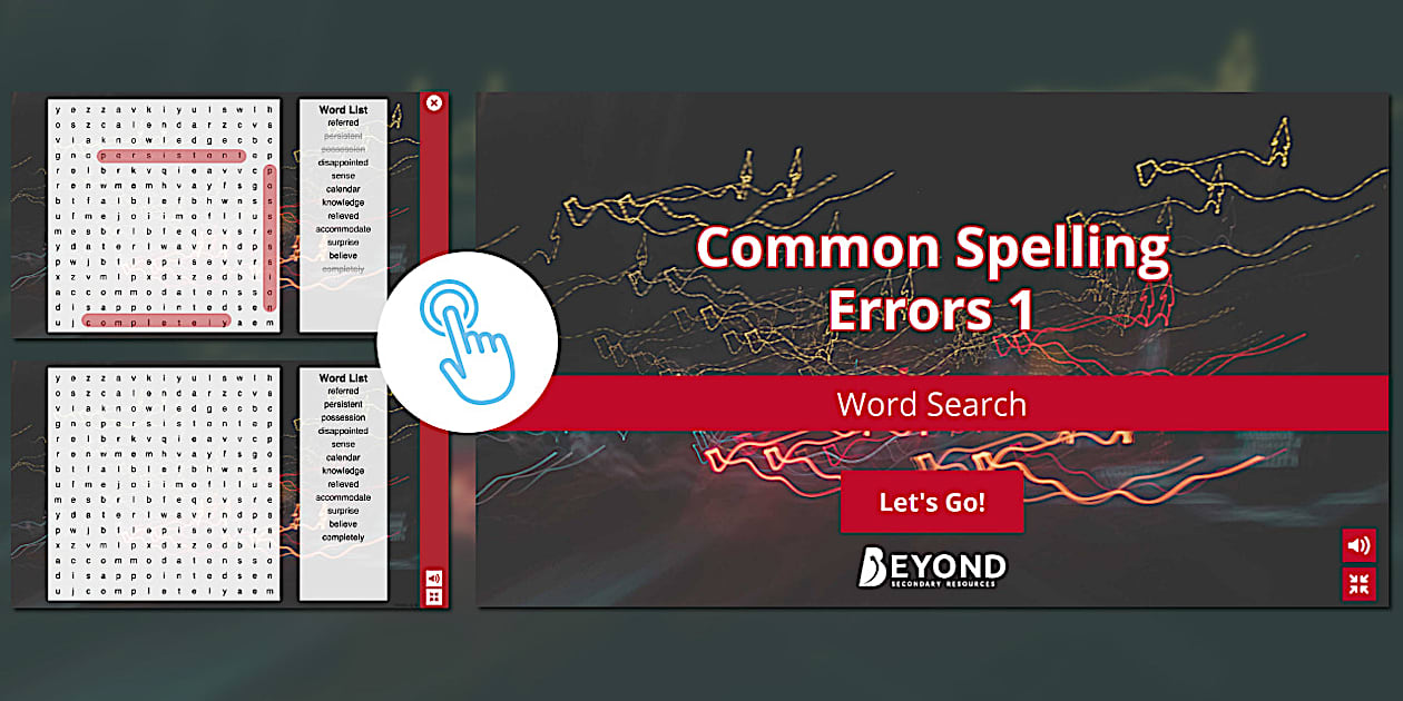 Common Spelling Errors in English Interactive Word Search