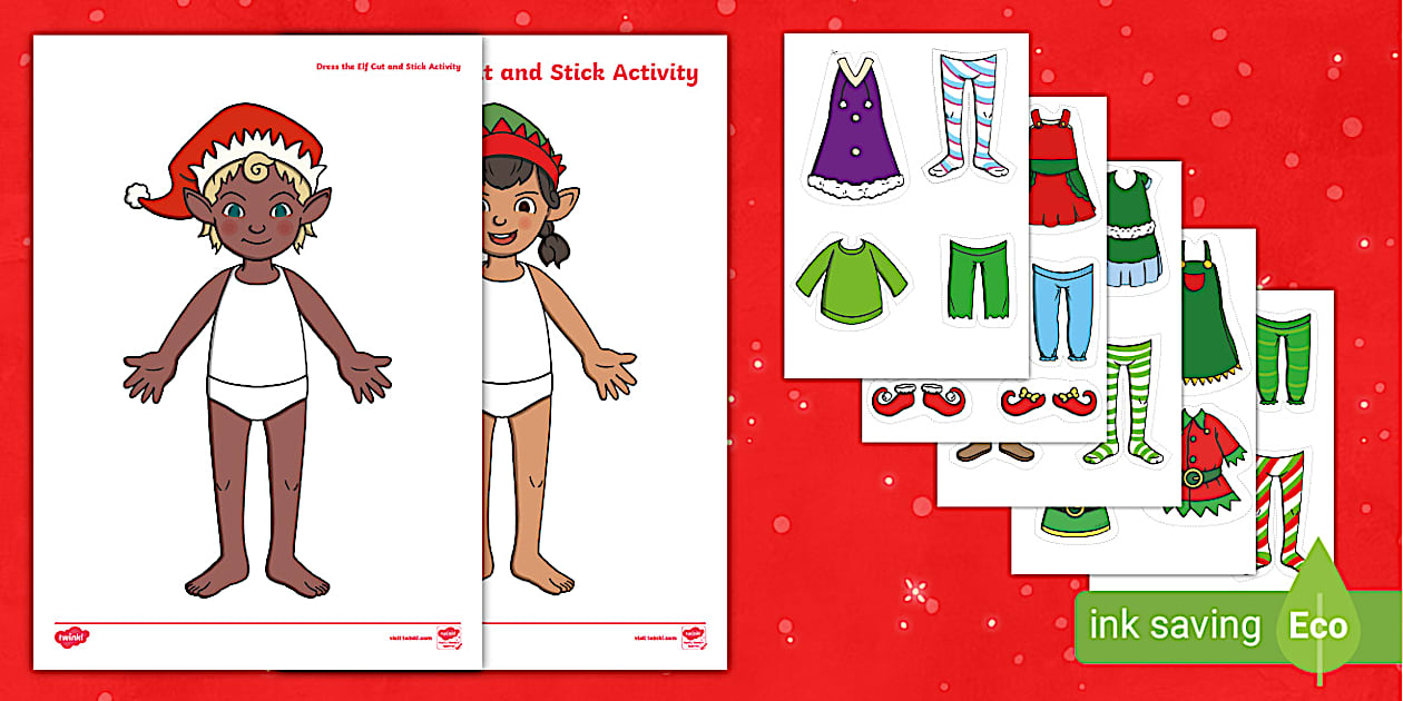 Dress the Elf Cut and Stick Activity (teacher made) - Twinkl