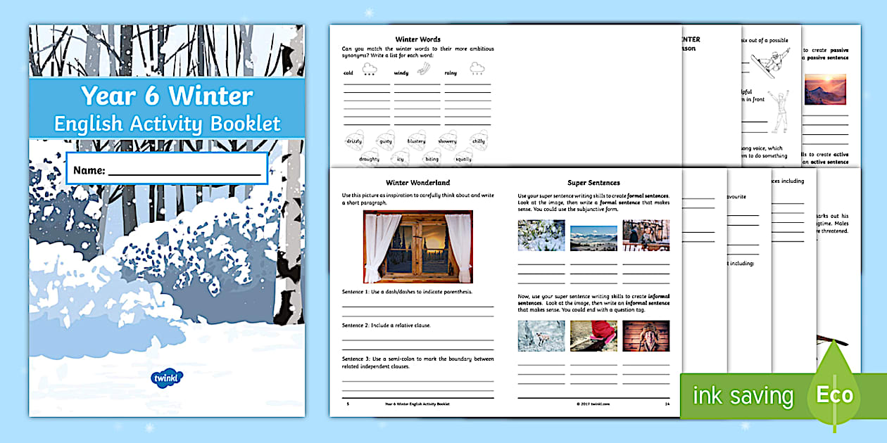 Year 6 Winter Activity Booklet | Year 6 English Worksheets