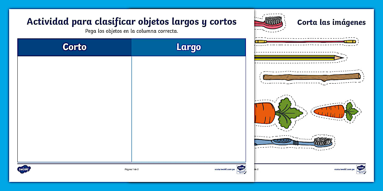 Ficha de actividad: Largo o corto para cortar y pegar