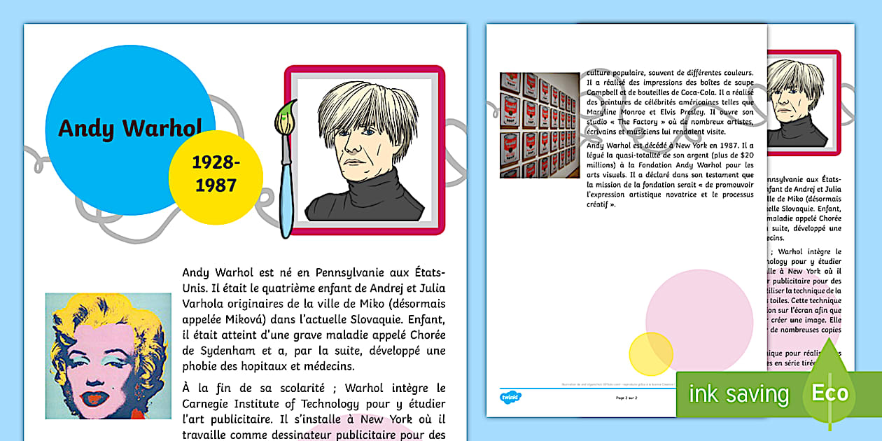 Fiche d'information : Andy Warhol (Teacher-Made) - Twinkl