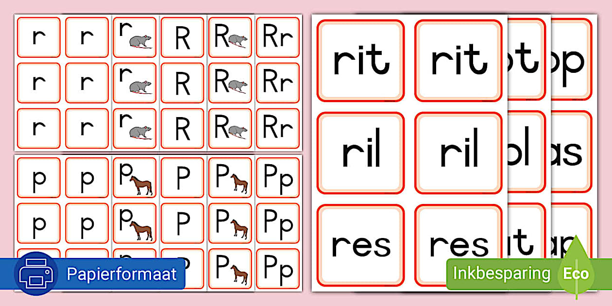 Graad 1 Klanke Dekodeerbare Woordkaarte r, p (teacher made)