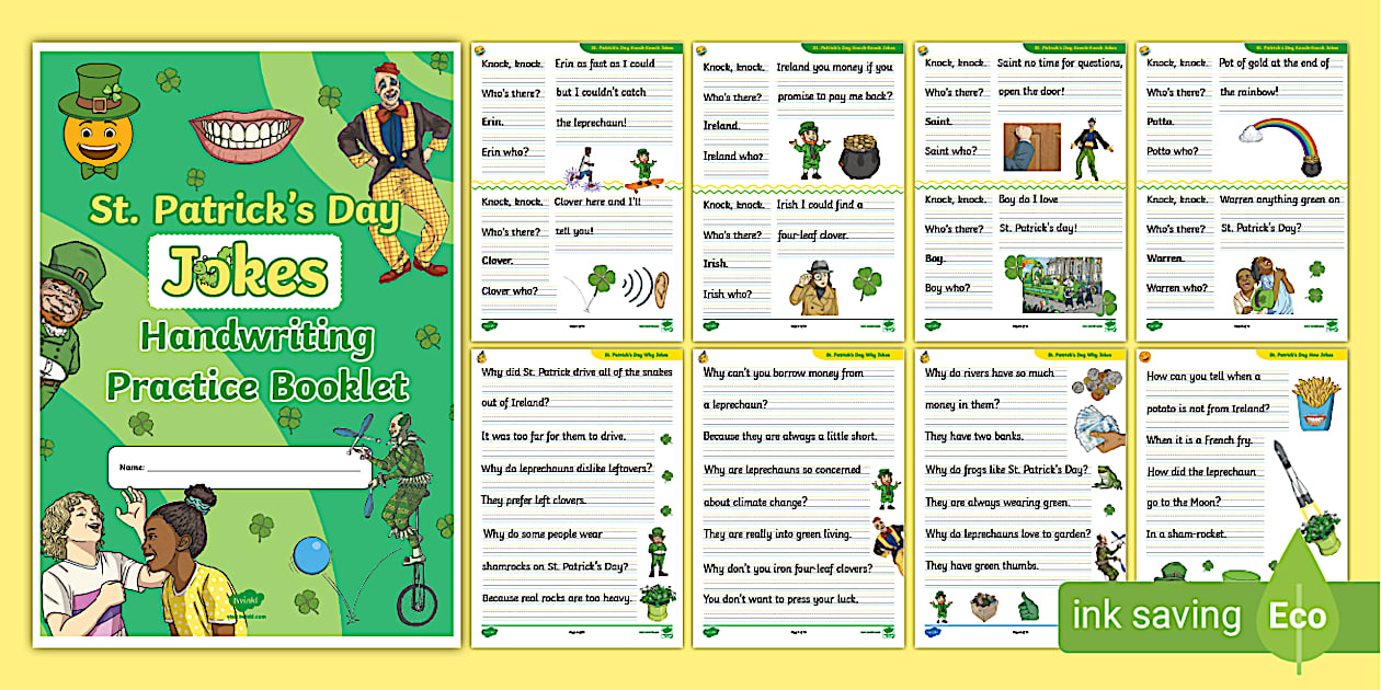 KS2 St. Patrick's Day Handwriting Jokes Activity Booklet