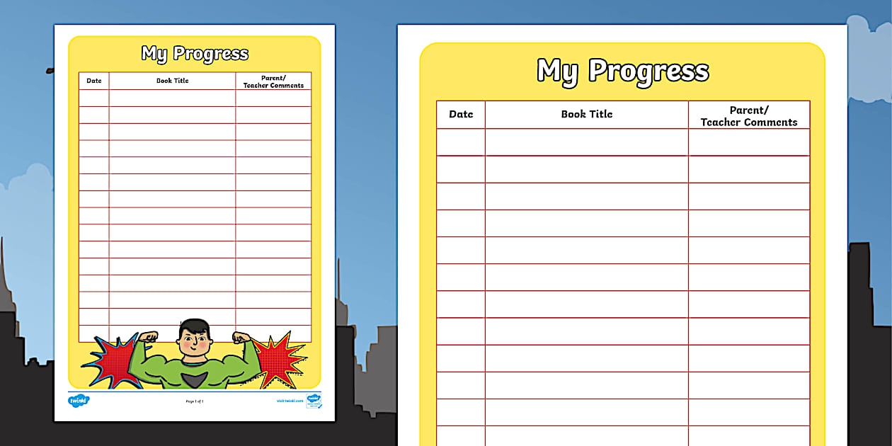 Black and White Superheroes-Themed Reading Record Teacher Parent Comments