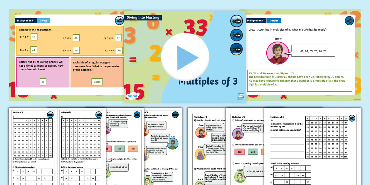 👉 Y4 Diving Into Mastery: Step 1 Multiples of 3 Teaching Pack