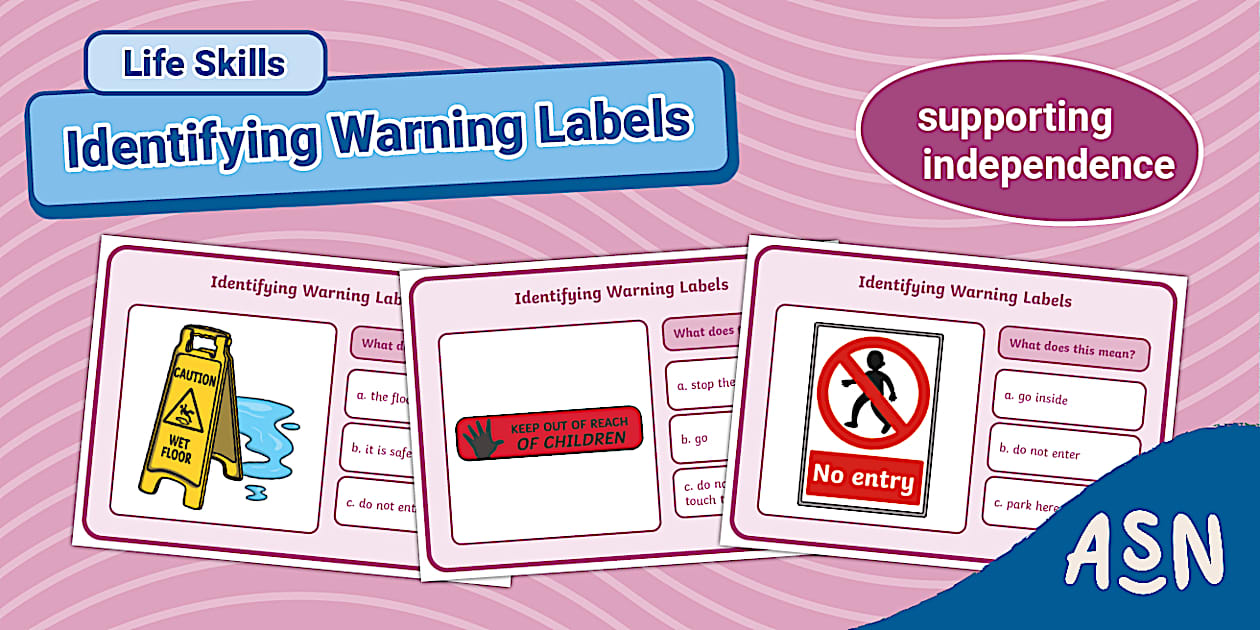 Life Skills: Identifying Warning Labels Challenge Cards