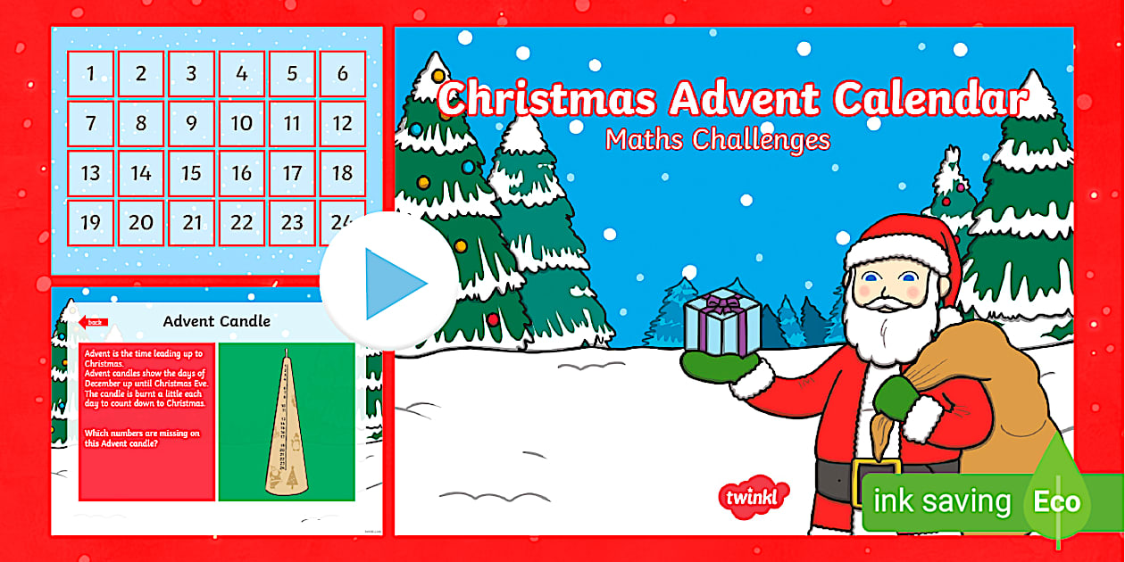 EYFS Christmas Maths Challenges Advent Calendar PowerPoint