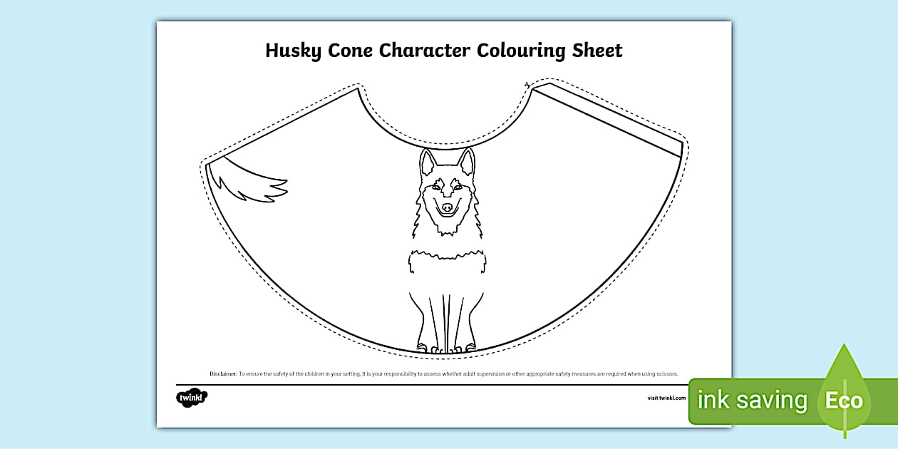 Husky Cone Character Colouring Sheet (teacher made) - Twinkl
