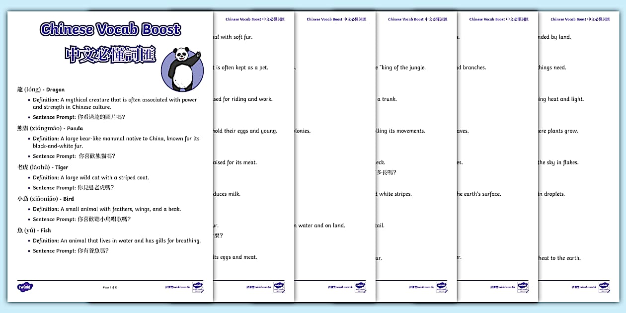 Chinese Vocab Boost (teacher made) - Twinkl