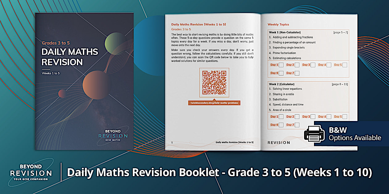 👉 Daily Maths Revision Booklet - Grade 3 to 5 (Weeks 1 to 10)